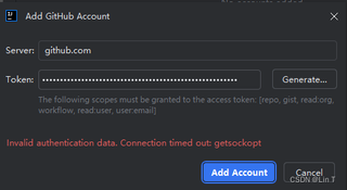请问IDEA登录Github报连接超时getsockopt如何解决？_开发工具-CSDN问答