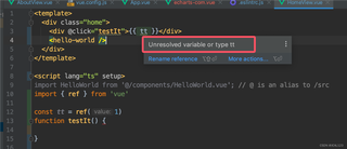 Vue3+typescript项目使用script-setup写法时，模版中的变量和方法编辑器检测都为Unresolved variable或者Element is not exported ...