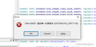 我是用insert into VALUES 往表中添加数据后，然后显示违反唯一约束条件，这个该怎么处理_大数据-CSDN问答
