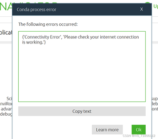 anaconda下载vscode显示('Connectivity Error', 'Please check your internet connection is working.')_开发 ...