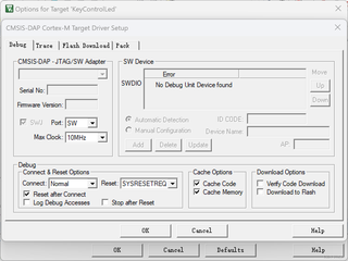 关于STM32F407ZGT6使用CMSIS-DAP Debugger下载时候SWDIO 出现 No Debug Unit Device found的解决方法_嵌入式-CSDN问答